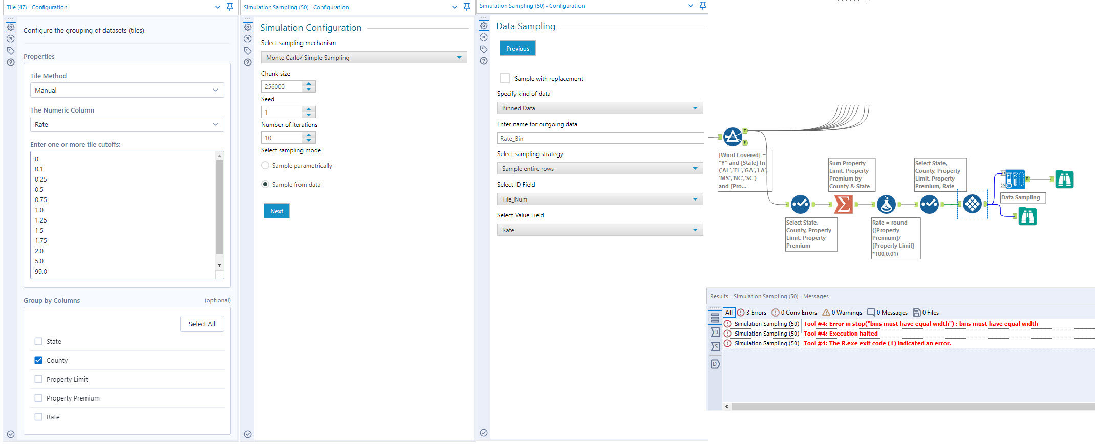 Simulation Sampling tool binned data configuration - Alteryx Community