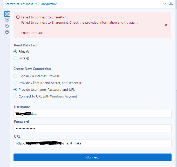 Error Code 401 SharePoint Files Input - on-premise... - Alteryx Community