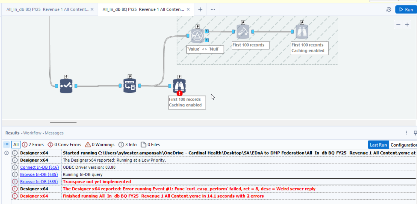 Solved: Transpose Tool In Db Keeps Giving 'Transpose Not Y... - Alteryx ...