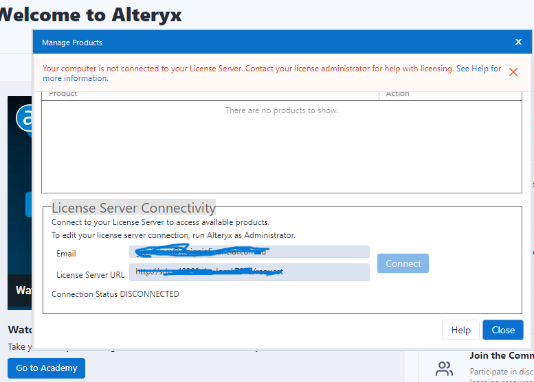 Unable to reach the Alteryx License server from th... - Alteryx Community
