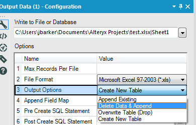 Solved: Output to Excel Template, 'Delete Data & Append' O... - Alteryx Community
