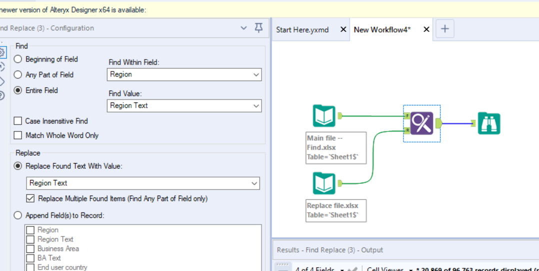Solved: Replacing the Regions in one file with the regions... - Alteryx Community