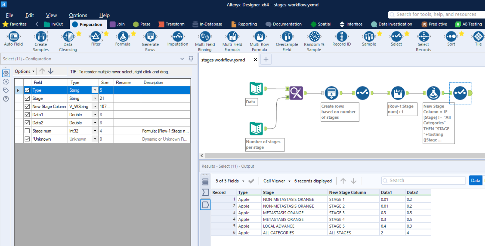 Solved: Double some rows in a column and change text, whil... - Alteryx Community