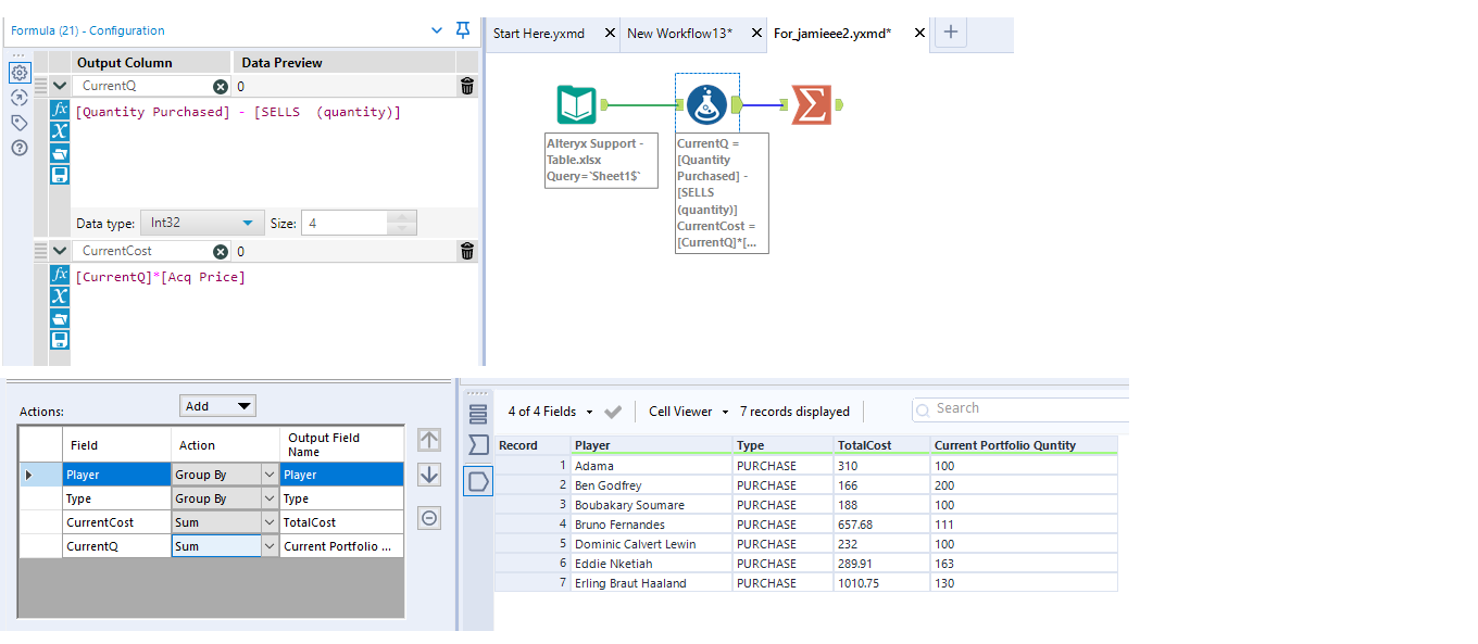 Solved: How can I state the purchase cost of units held in... - Alteryx ...