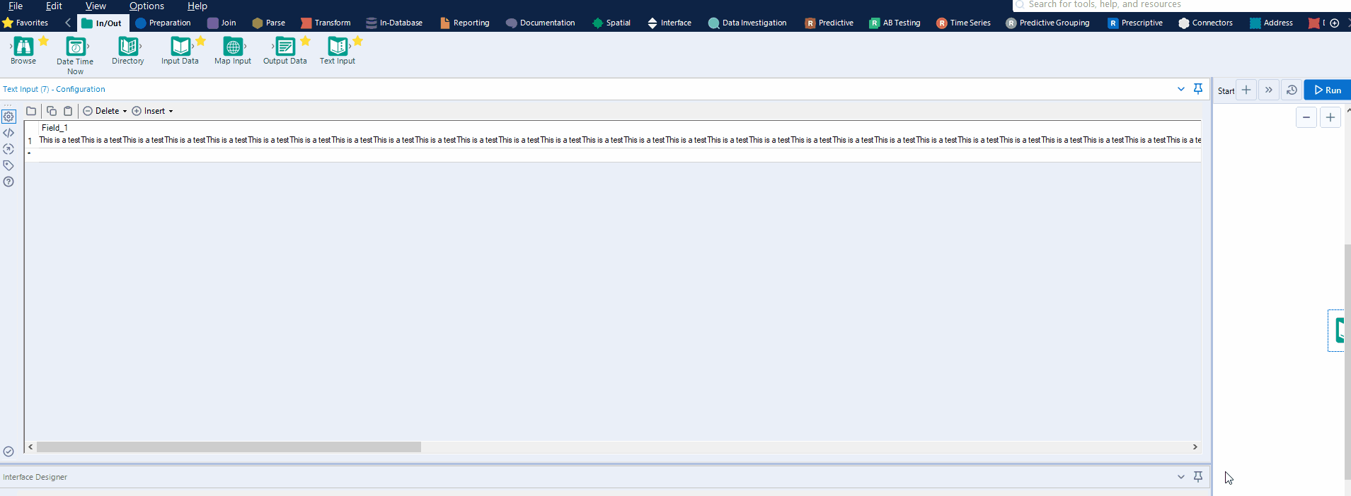Better Horizontal Scrolling on Text Input Tool - Alteryx Community
