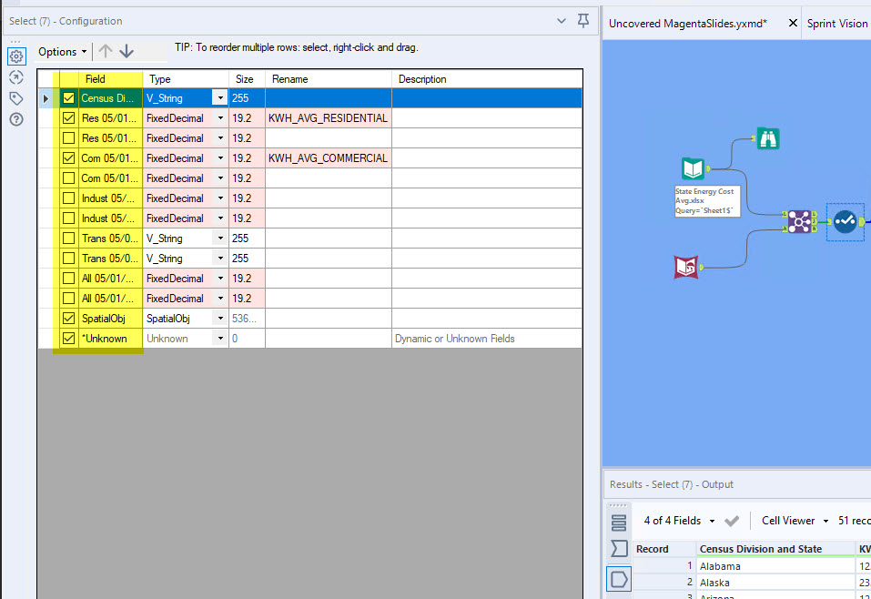 Size of the columns in the select tool - Alteryx Community