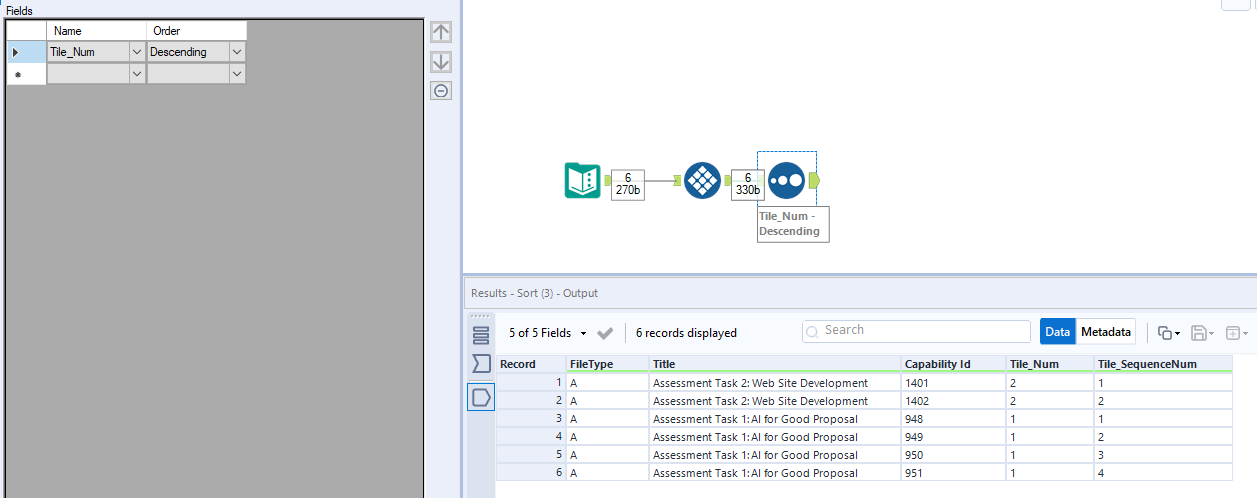 Solved: Tile Tool and sorting - Alteryx Community