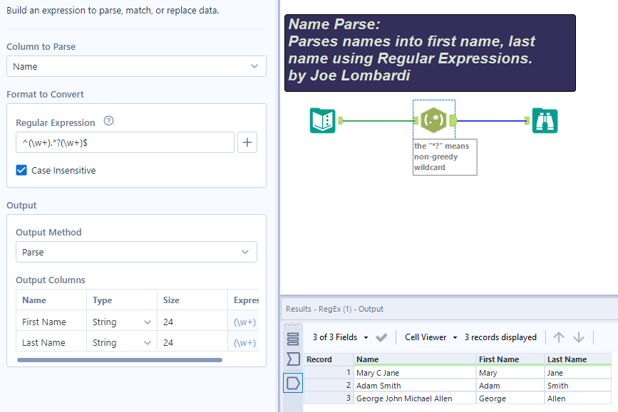 Solved Parsing Names First Name Middle Initialname L Alteryx Community