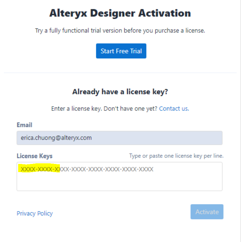 Solved: Enter license key - Alteryx Community