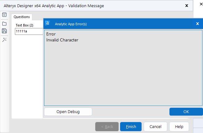 Solved: Validation message in Text Box - Alteryx Community