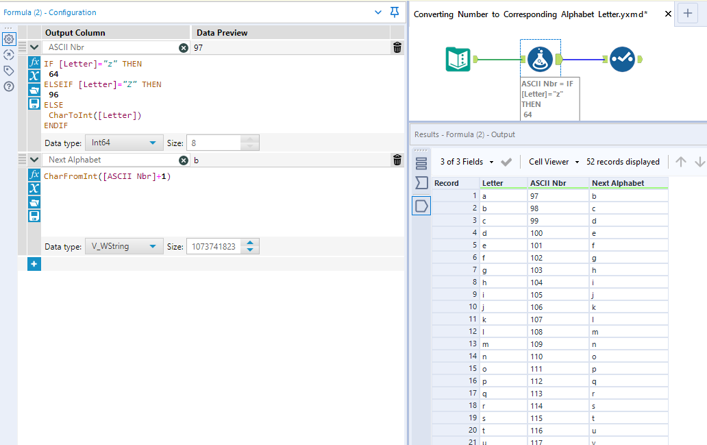 Solved: Converting Number to Corresponding Alphabet Letter - Alteryx Community