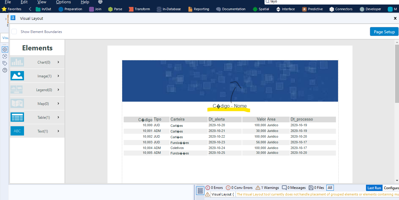 Layout - Montar Relatório - Alteryx Community