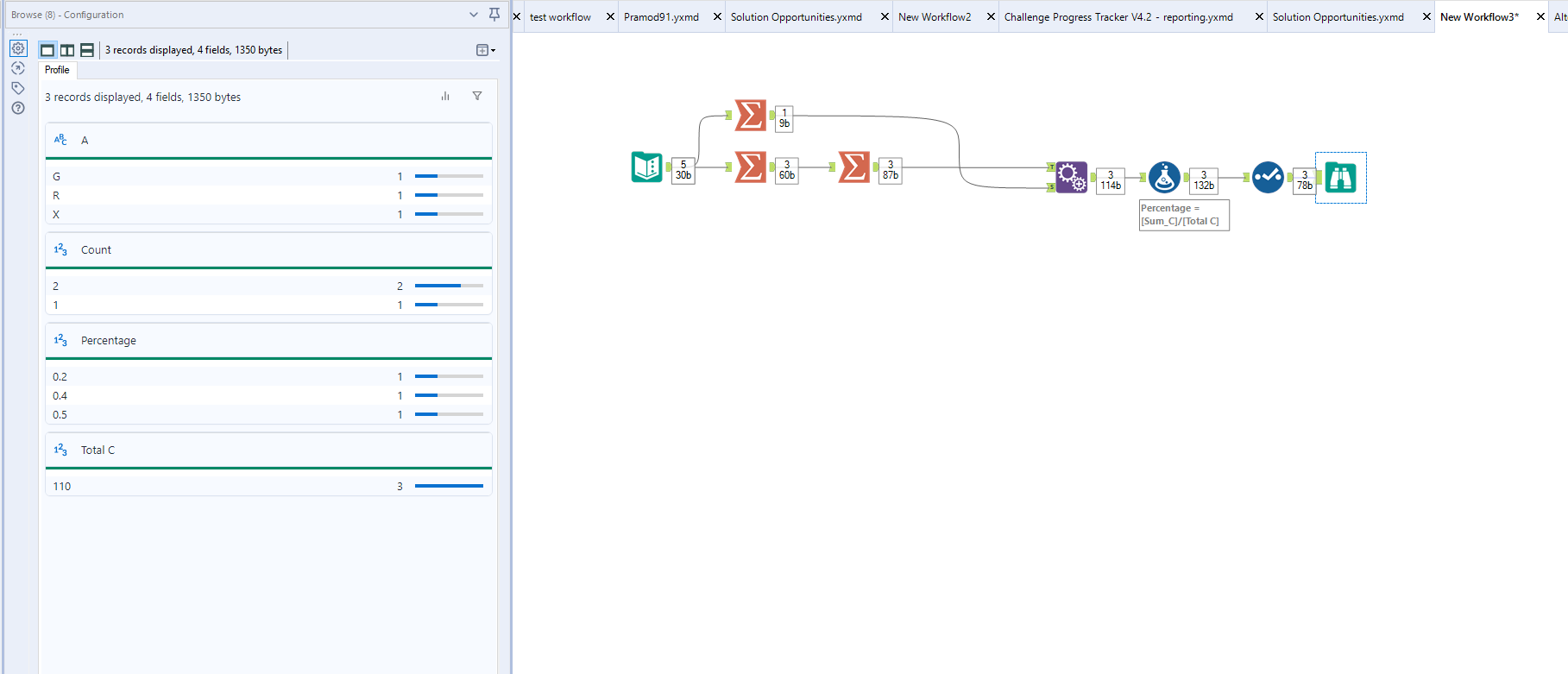 Solved: Calculating the percentage of a column with differ... - Alteryx ...