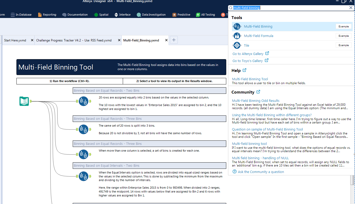 Multi-field binning tool - Alteryx Community
