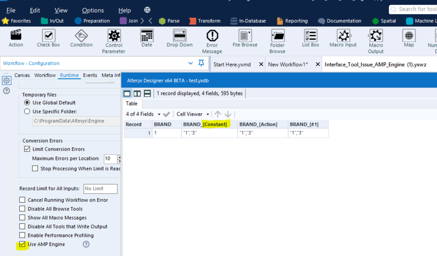 Solved: AMP Engine - Interface Tool is not working as expe... - Alteryx ...