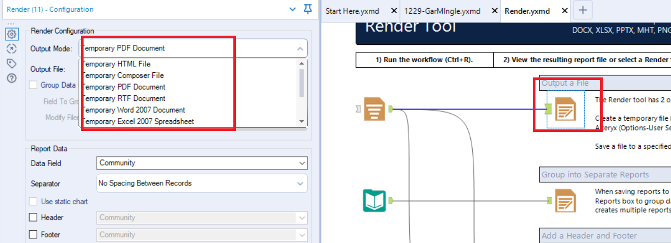 Solved: Render tool output - Alteryx Community