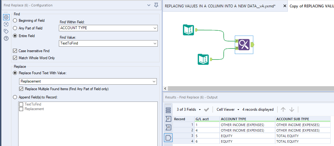 REPLACING VALUES IN A COLUMN INTO A NEW DATA - Alteryx Community