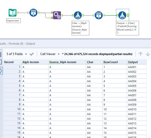 Solved: Generate Rows - Incremental Alphanumerical Codes - Alteryx Community