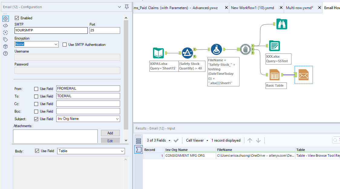 Solved: Email Tool in Workflow - Alteryx Community