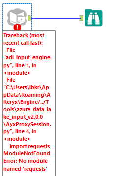 Azure Data Lake Input Traceback error - Alteryx Community