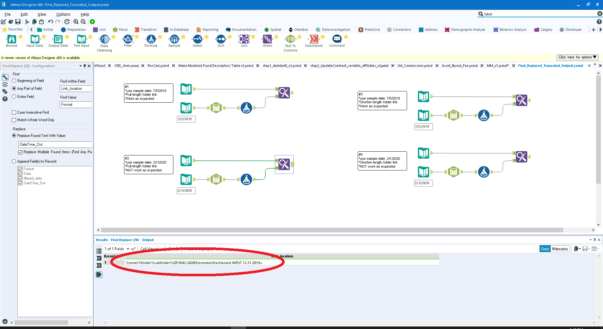 Solved: The Find Replace function truncated my result on c... - Alteryx ...