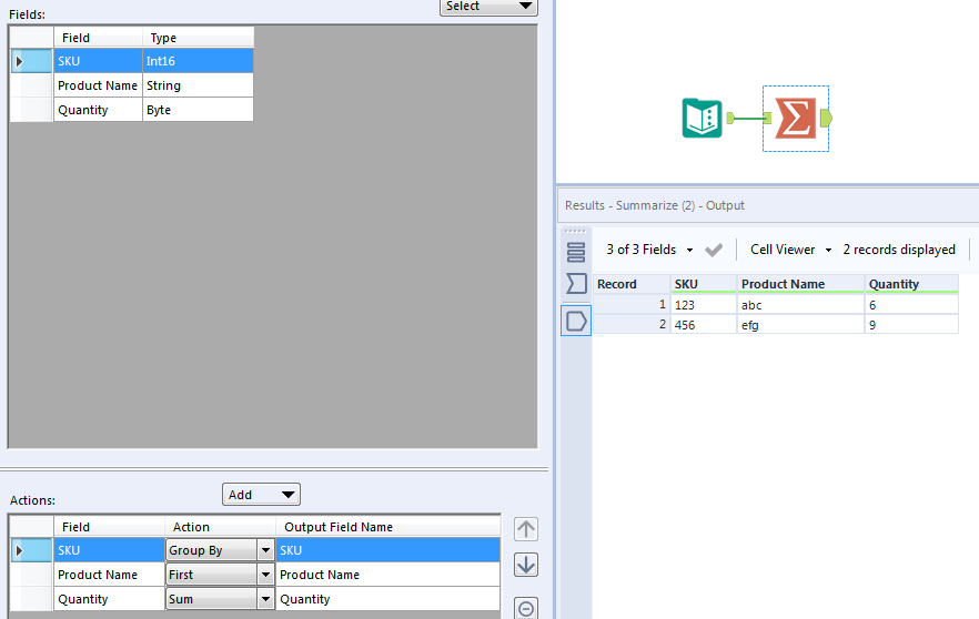 Solved: Merging Same SKU but different Product Name - Alteryx Community