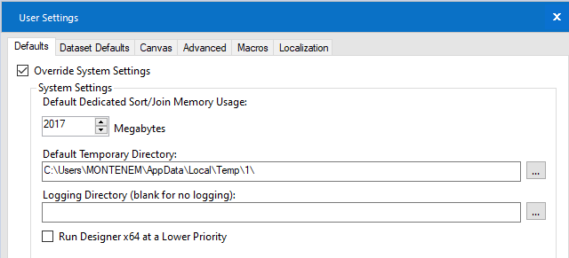Change temp folder path in user settings (Virtual ... - Alteryx Community