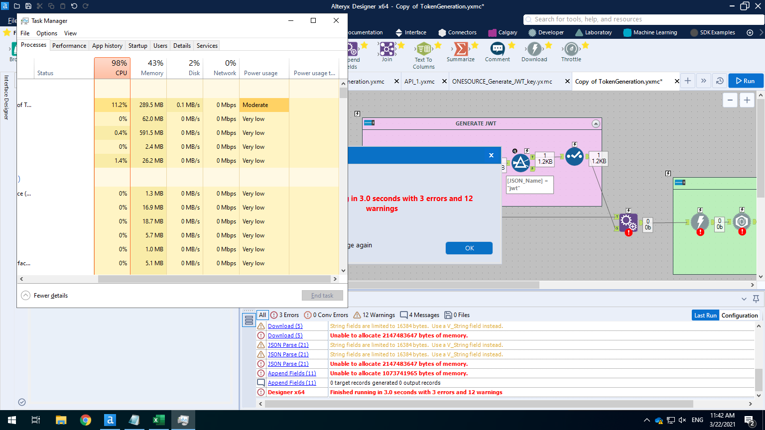 Solved: Unable to allocate enough memory error - Alteryx Community