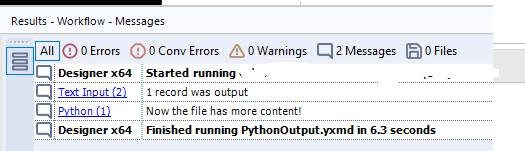 Output not generated using python tool - Alteryx Community