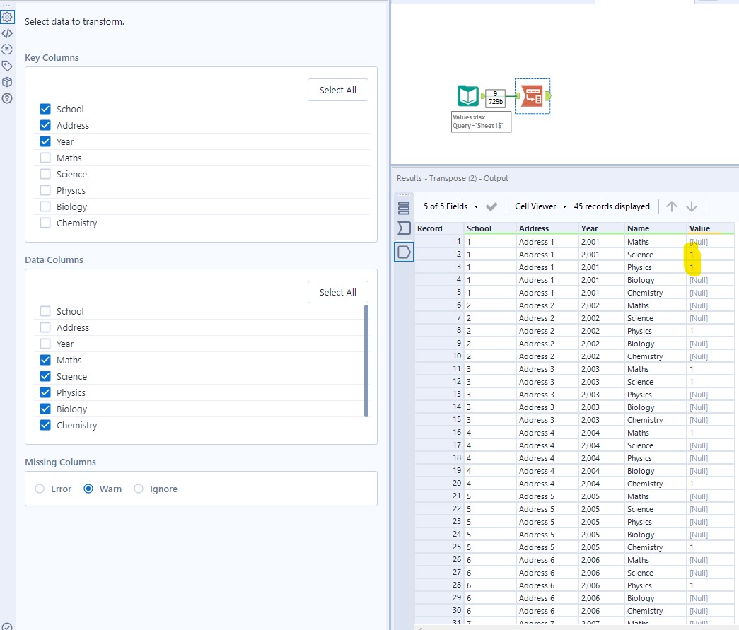Solved: Transpose ? - Create Filter - Alteryx Community