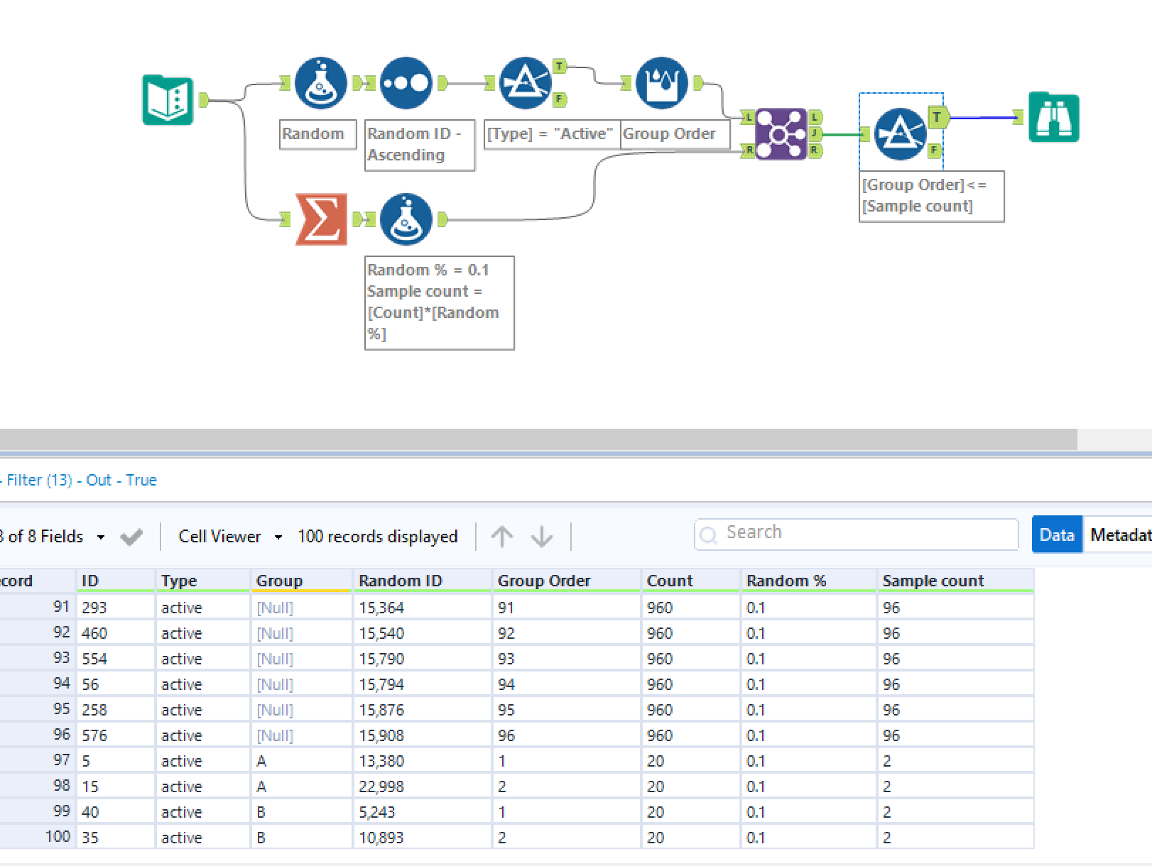 Solved: Skip records on Random % tool Sampling - Alteryx Community