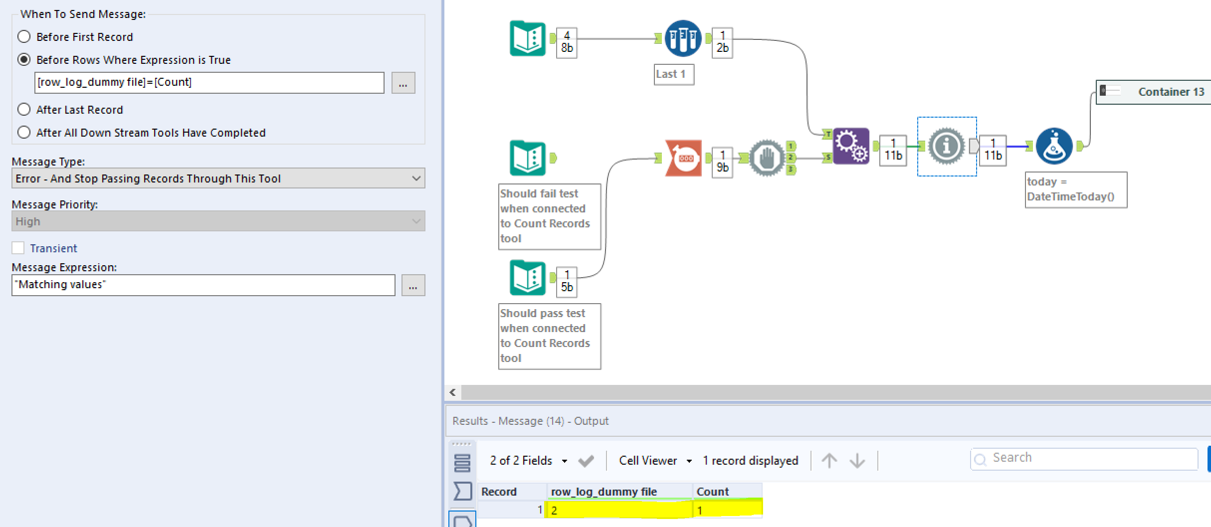 Solved: Test tool should fail when number of records are i... - Alteryx ...