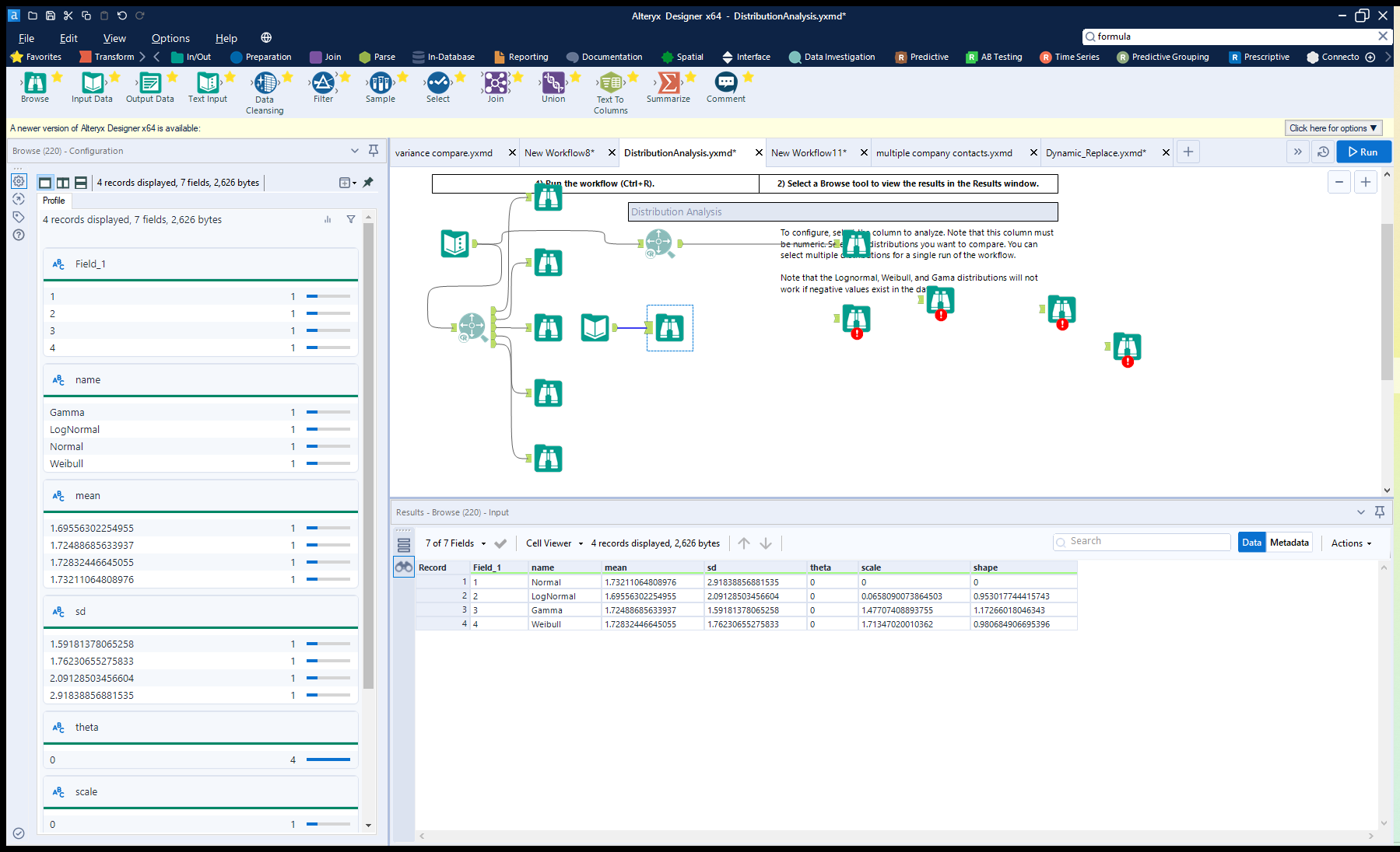 Solved: How do you extract the distribution parameters fro... - Alteryx ...