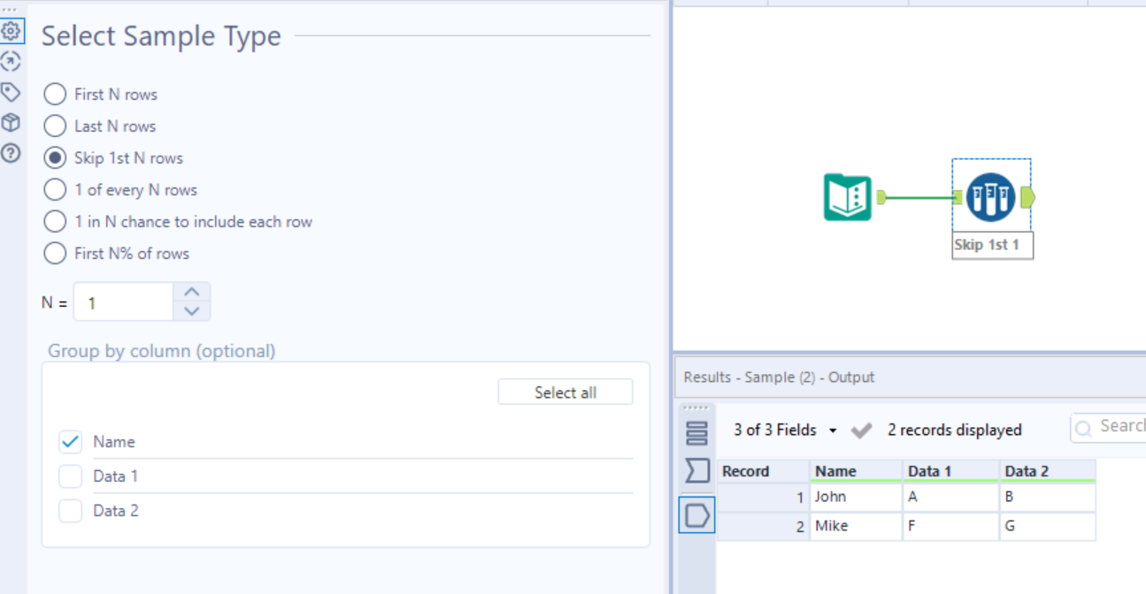 Solved: Skip first row for each group - Alteryx Community