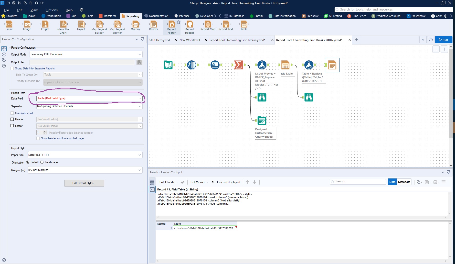 Solved: How to Render a Table with Multiple Lines in a Cel... - Alteryx ...