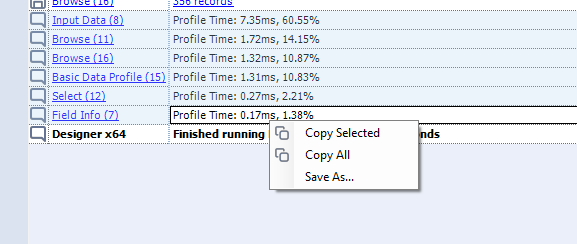Solved: Is there an easy way to output the performance pro... - Alteryx ...