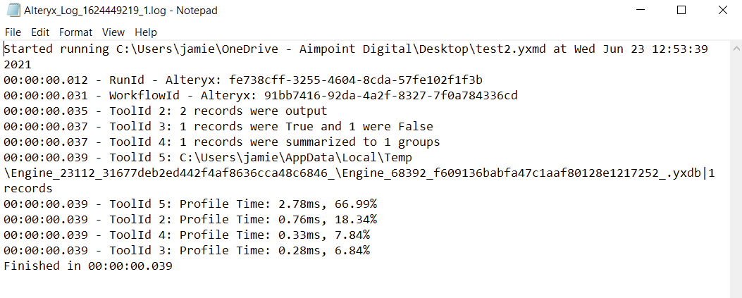 Solved: Is there an easy way to output the performance pro... - Alteryx ...