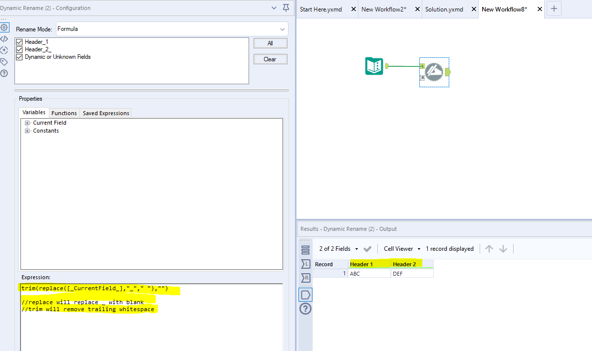 Solved: Find and Replace in top Record Row? - Alteryx Community