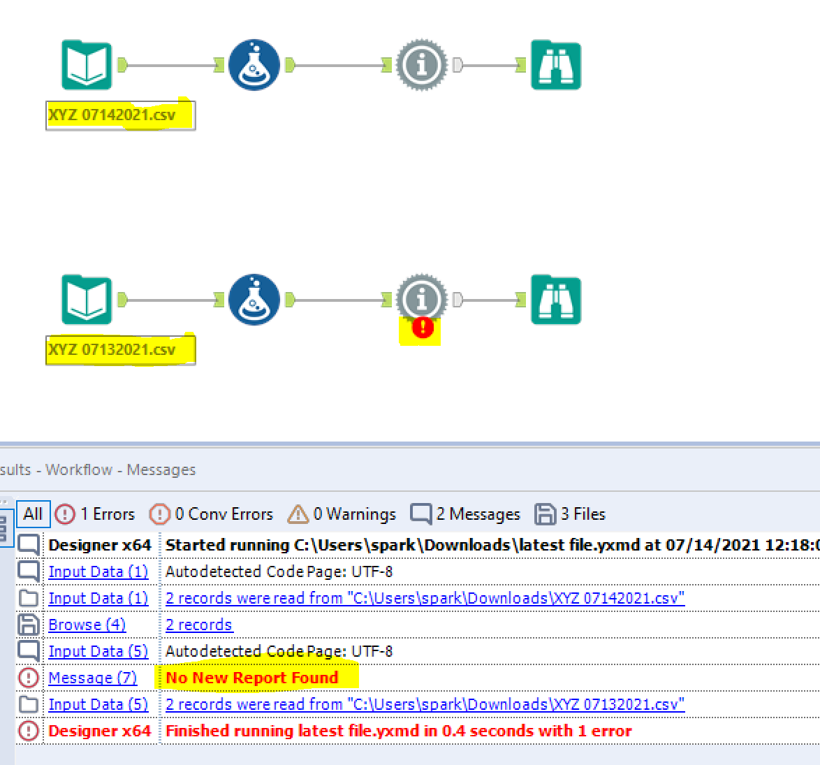 How to Stop Workflow if No new Input file is saved - Alteryx Community