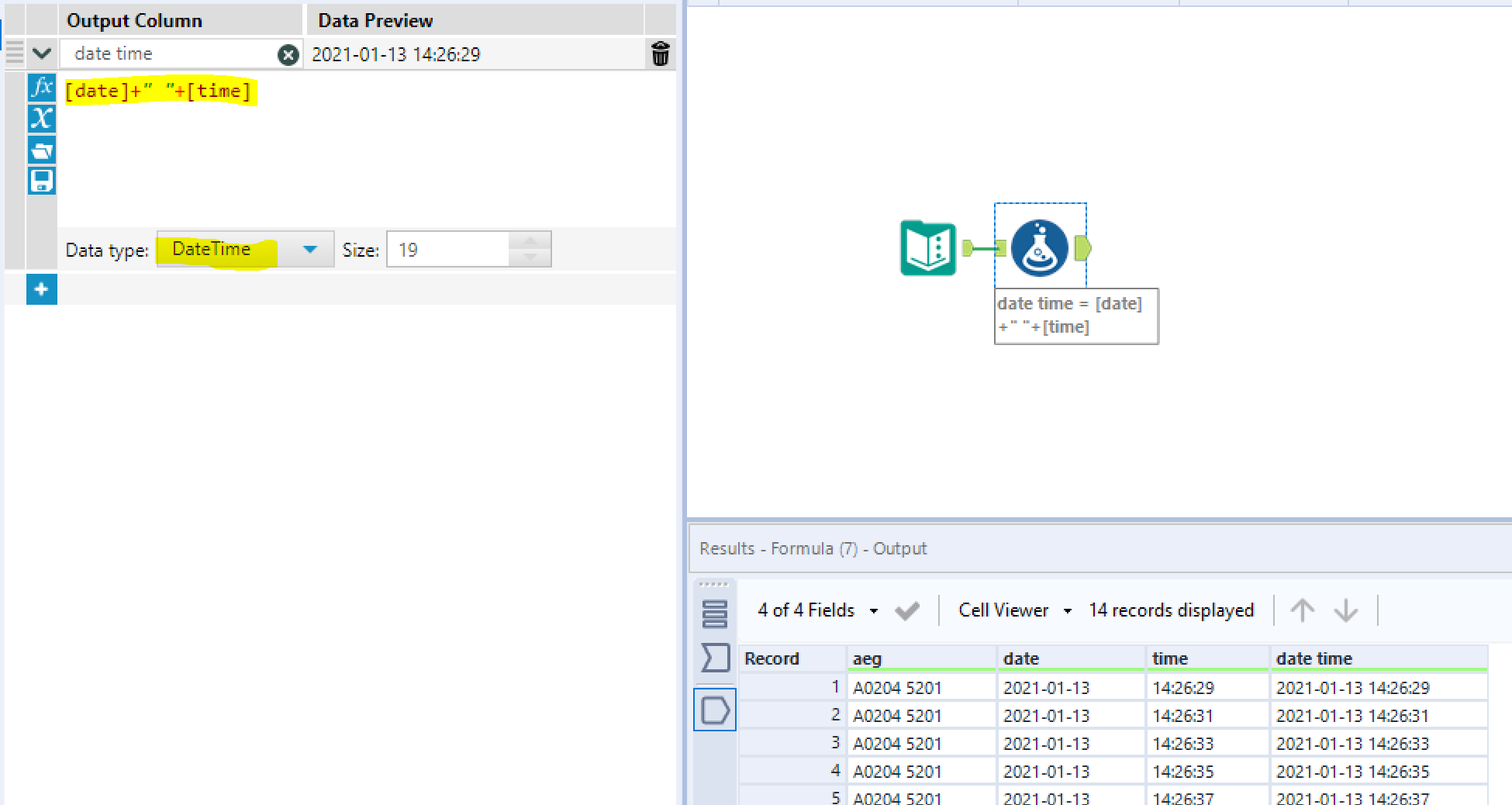 Solved: Adding a time column to a date column - Alteryx Community
