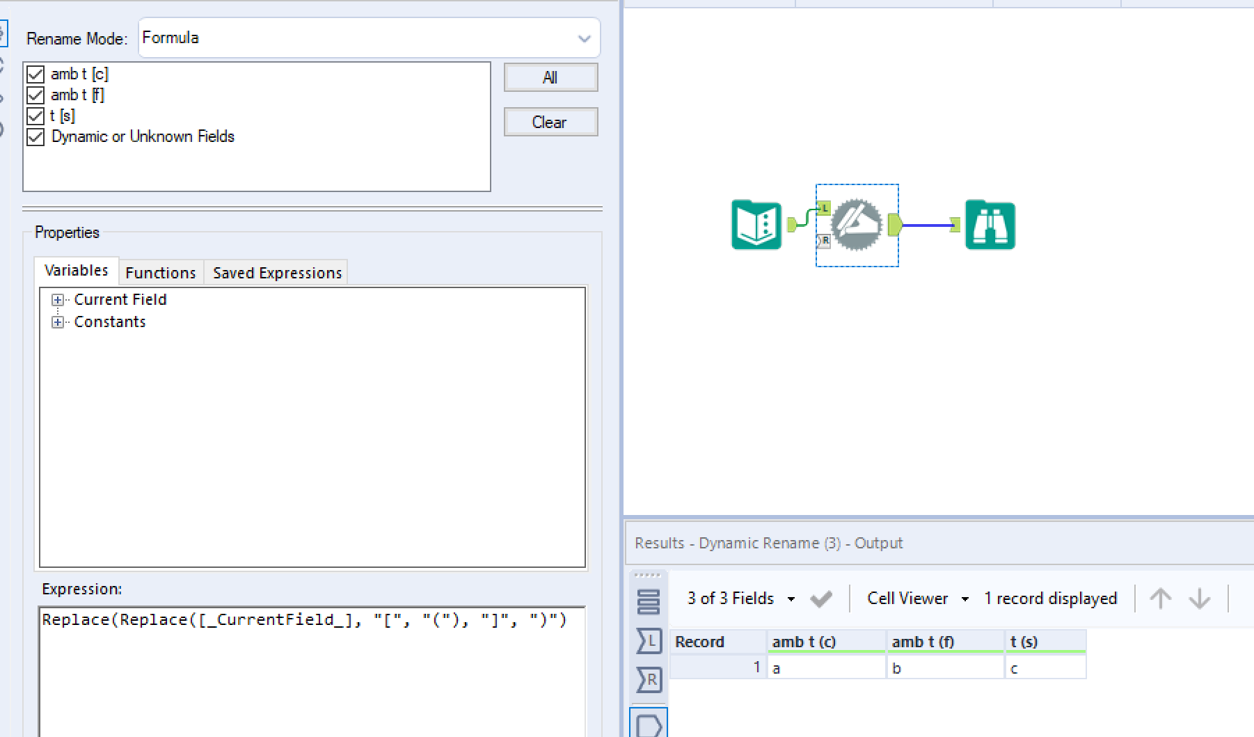 Solved: replacing brackets with parentheses in every colum... - Alteryx Community
