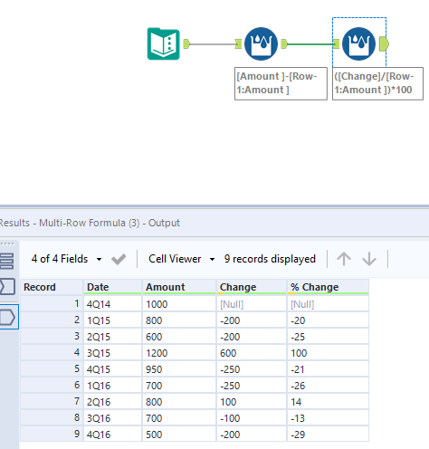 Solved: Subtracting values from same column into new colum... - Alteryx Community