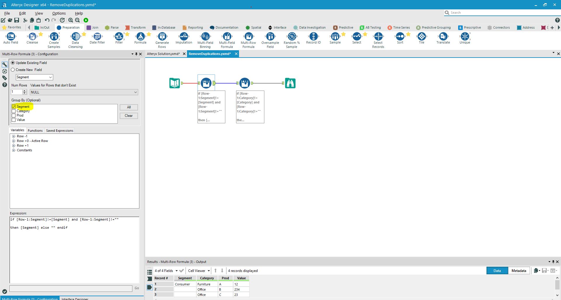 Solved Report Format Remove Duplicates And Grouping Alteryx Community
