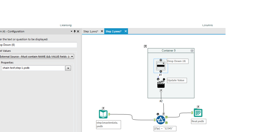 Solved: Second drop down in chained app isnt working - Alteryx Community