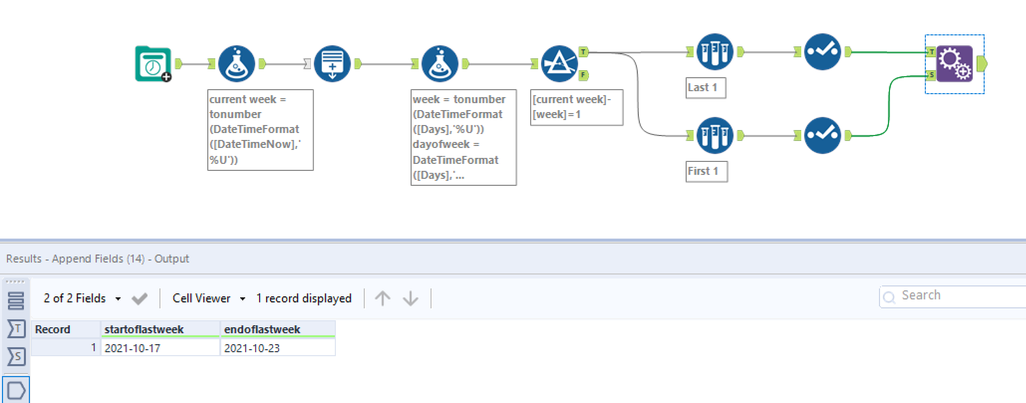 Solved First And Last Day Of Previous Week Alteryx Community