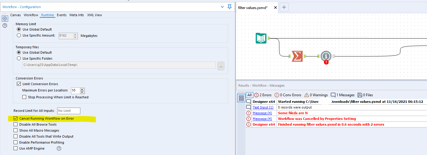 Error Message tool troubleshooting - Alteryx Community