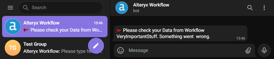How to send a Telegram Message to your Mobile Phone with Alteryx