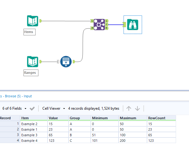 Solved: Determining what range a value in one table fits i... - Alteryx Community