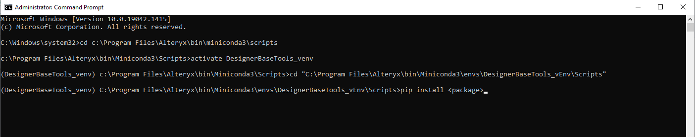 Install Python packages via command prompt