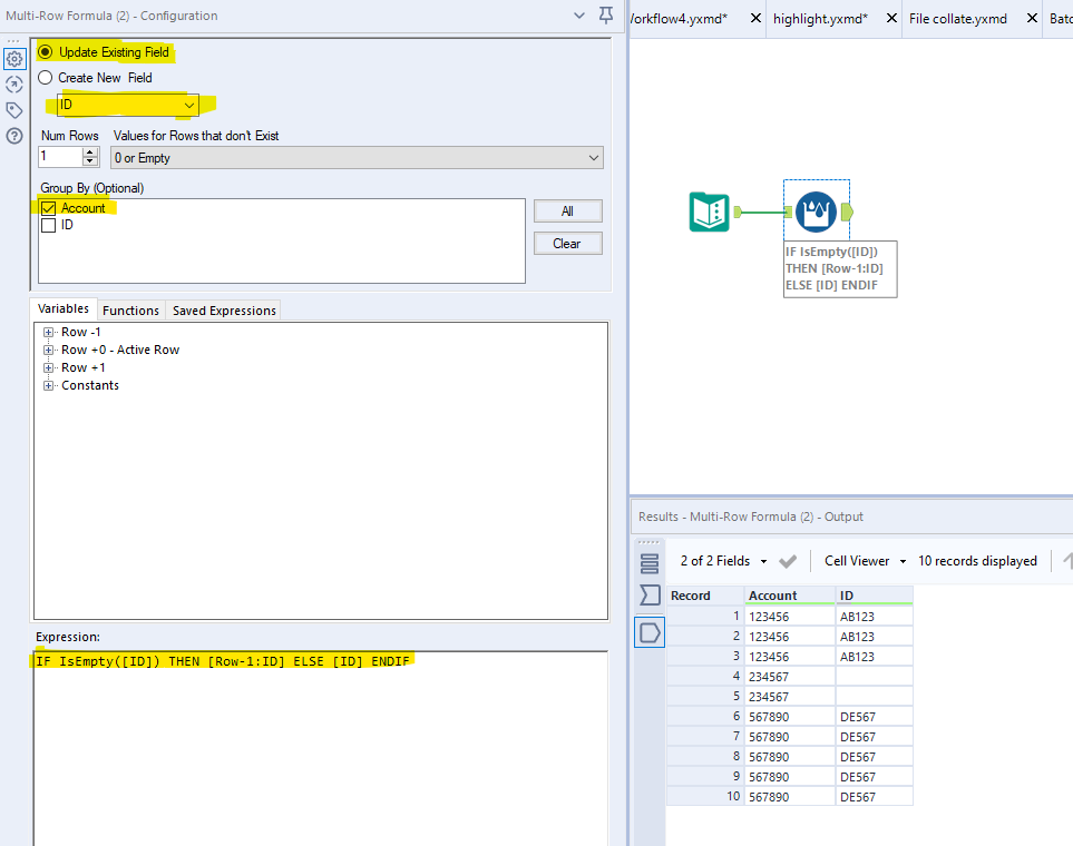 Solved: Multirow Formula - Alteryx Community